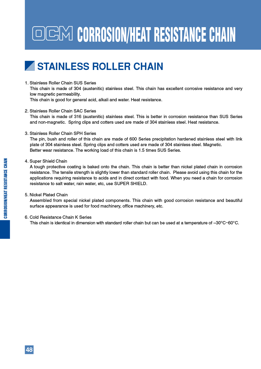 CORROSION AND HEAT RESISTANCE CHAIN